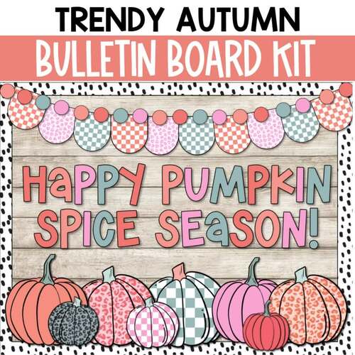 Trendy Fall Bulletin Board Kit / Retro Fall Decor / Pumpkin Patch