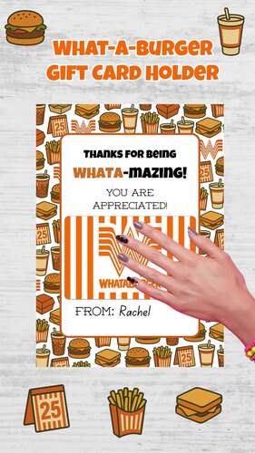Whataburger Gift Card Holder, Teacher Appreciation Gift Card ...