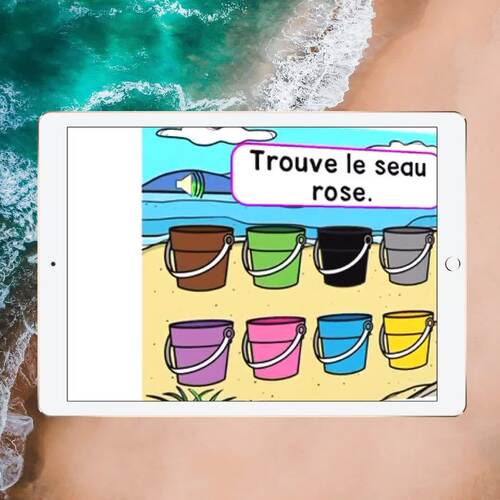 Trouve la couleur ROSE avec audio | Cartes Boom | La plage | TPT