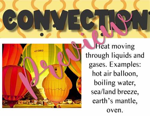 Heat transfer vocabulary flash cards by A Traveler Teacher | TPT