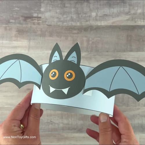 Halloween Bat Paper Hat Craft - Halloween Headband - Coloring Crown