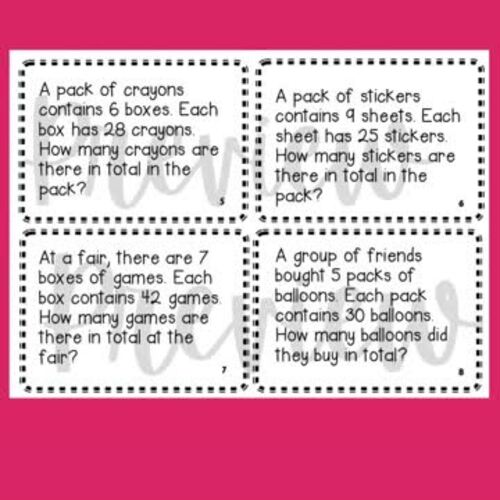 Multiplication Two-Digit Word Problems Task Cards | TPT
