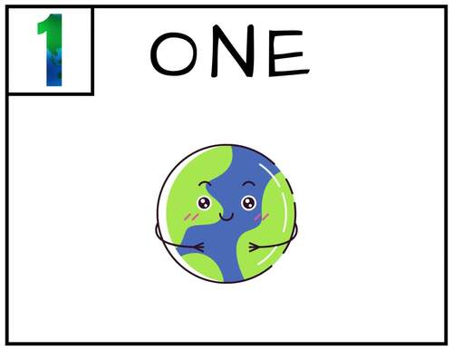 Earth day Numbers Flashcards 1 to 10, learn to count, read, and ...
