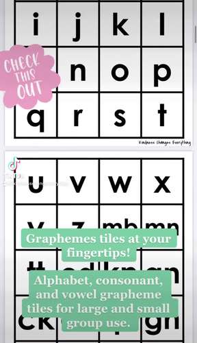 Phonics Alphabet, Consonant Grapheme, and Vowel Grapheme Tiles | TPT