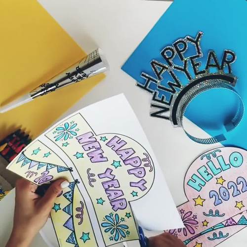 Happy New Year 2025 Coloring, New Year 2025 Crown | Año Nuevo 2025 | Corona