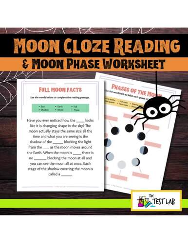 Spooky Science Halloween Moon Cloze Reading Crossword Puzzle Worksheet