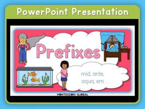 Prefix | em mid ante aqua | Presentation | Boom Cards | Matching Cards ...