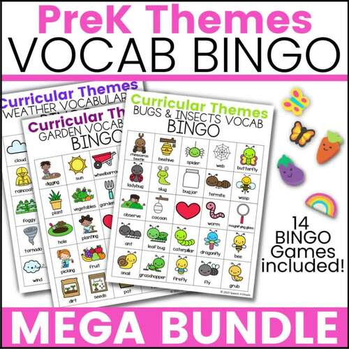 Speech Therapy Vocabulary BINGO - PreK Curricular Themes - BUNDLE