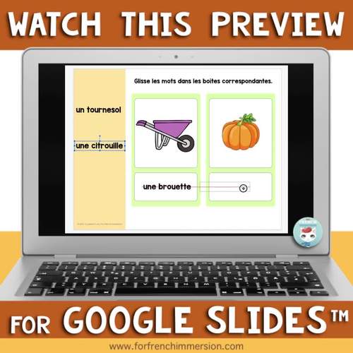 French Fall Vocabulary Activities for Google Slides™ | Activités pour l ...