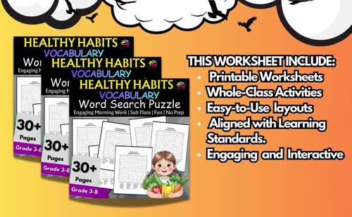 Healthy Habits Word Search Morning Work Activities 3rd,4th,5th,6th,7th ...