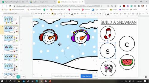Alphabet Matching Letters & Sounds Digital Build a Snowman for Google ...