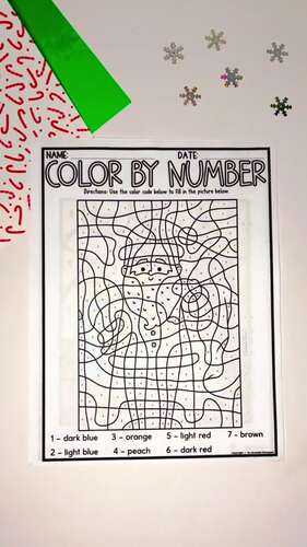 Color by Number Sheets | Color by Code Winter | TPT