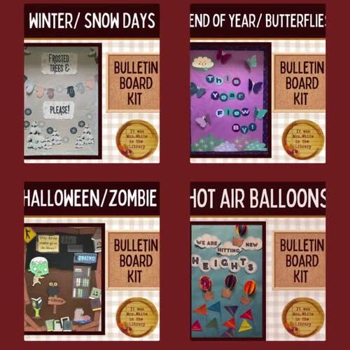 Library Bulletin Board Bundle for Year Round Elementary Library ...