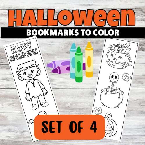 Printable Halloween Coloring Bookmark Activity- Halloween Bookmarks to ...