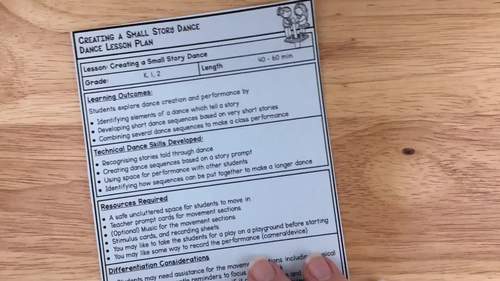 Dance Lesson - Creating a Small Story Dance by Galarious Goods | TPT