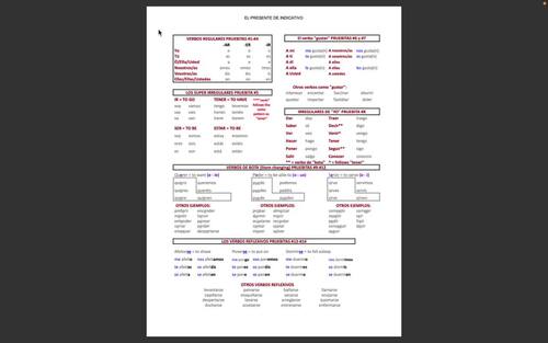 Verb organizer - Carpeta de conjugaciones - El presente (present)