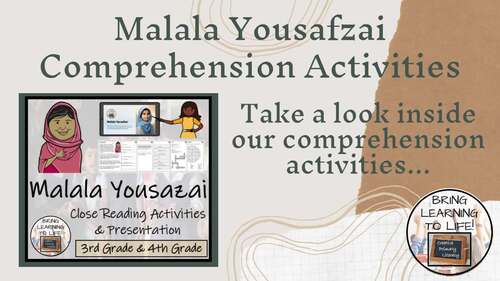 Malala Yousafzai Close Reading Passage & Comprehension Activities 3rd ...
