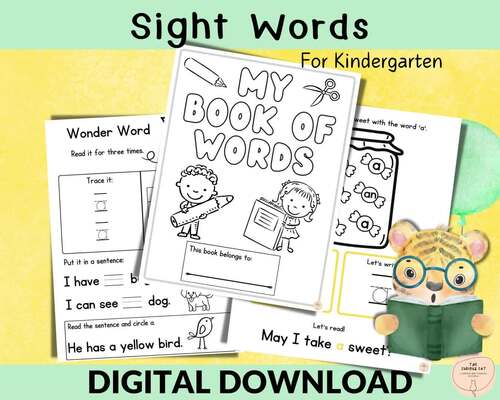 Dolch Sight Words Workbook, Pre-Primer Kindergarten Spelling, Handwriting