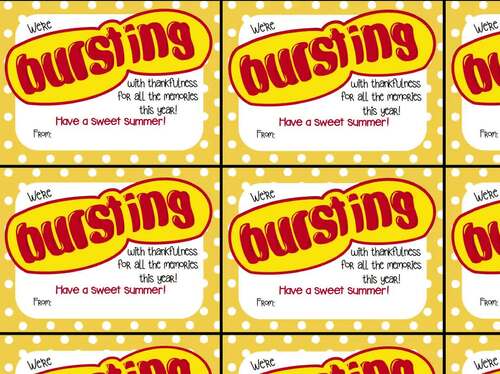 Starburst End of Year Gift Tag- We're bursting with thankfulness for ...