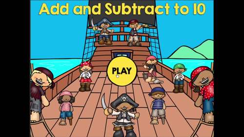 Pirate Math Game - Add and Subtract to 10-for Google Slides(TM ...