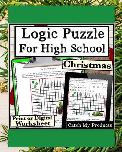 Christmas Logic Puzzle for High School or Holiday Brain Teaser | TPT