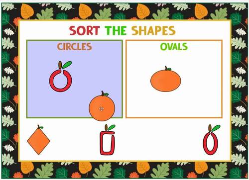 Fall Math 2D Shape Sort Boom Cards 1st Grade Math 2D Shapes Digital Math