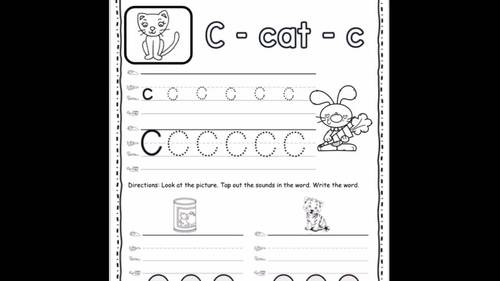 FUNPhonics Levels K & 1 - Alphabet tracing and CVC Word Spelling Worksheets