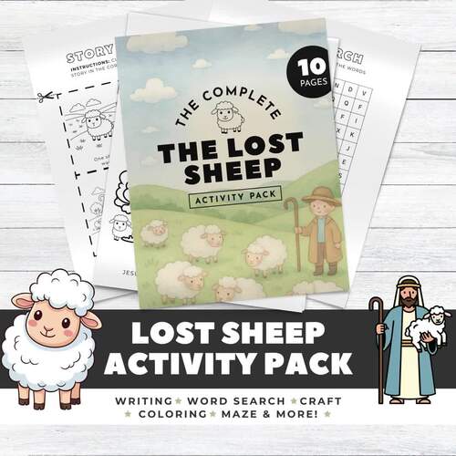 Christian Lost Sheep Parable Activity Pack, Bible, Reading, Handwriting ...