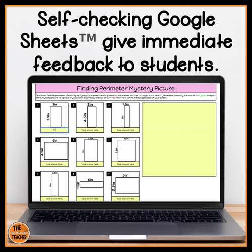 Area and Perimeter Mystery Picture Self-Checking Google Sheets | TPT