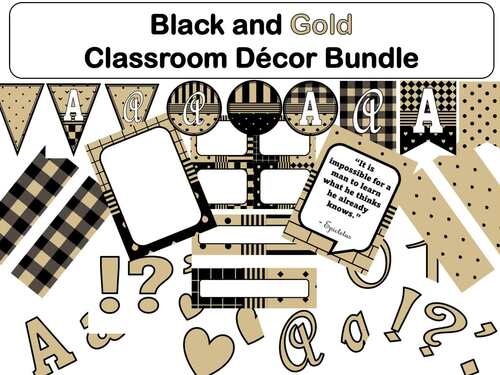 Black and Gold Classroom Decor for Middle School or High School Classrooms