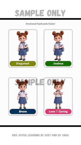 Emotional Flashcards – 20 Emotions Pack | PDF, PNG, Worksheet & Poster