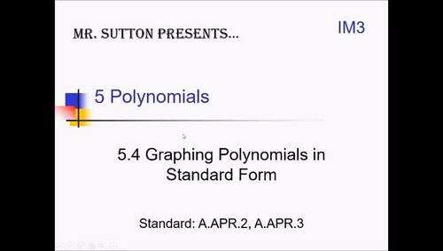 Graphing Polynomials in Standard Form by Mr Sutton Presents | TPT
