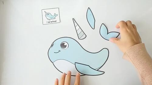 Narwhal Craft Letter N Winter Animals Coloring Tracing and Writing ...