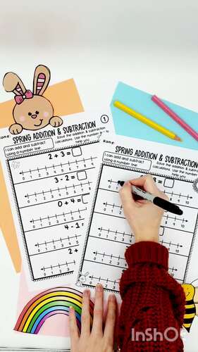 Spring Math Practise Activities Kindergarten Learn to Add & Subtract ...