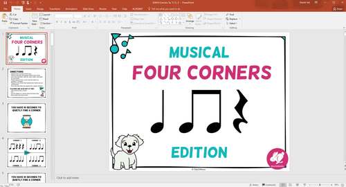 Musical Four Corners, Note & Rest Identification by SillyOMusic | TpT