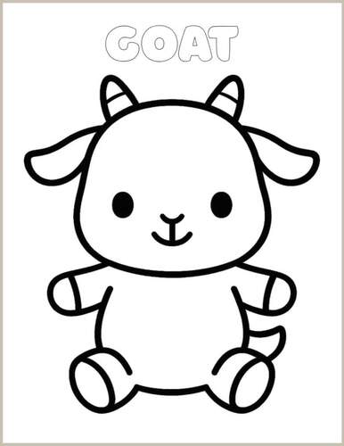 Goat Coloring Page | Farm Animal Worksheet | Printable PDF Poster for ...