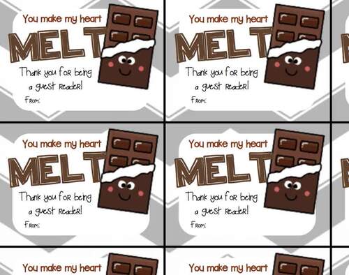Hershey's Chocolate Bar Guest Reader Appreciation Gift Tag- You make my ...