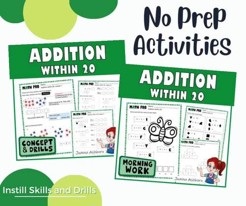 Addition within 20 Guided Practice and Enrichment Worksheets BUNDLE