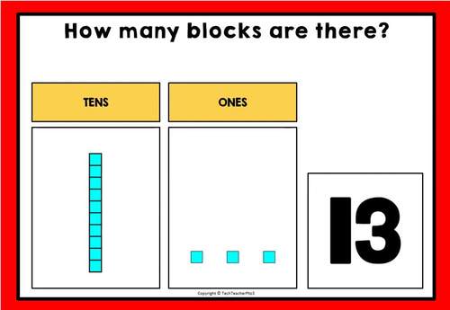 Teen Number PowerPoint Counting Place Value MAB Blocks by Tech Teacher Pto3