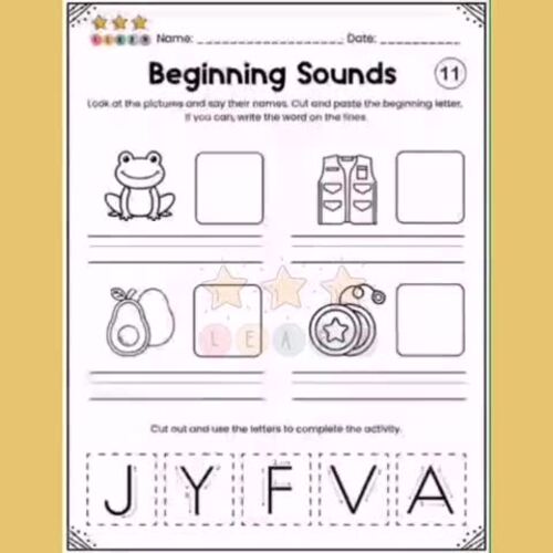 Phonics Beginning Sounds Worksheets | Trace Vocabulary Words, Cut ...