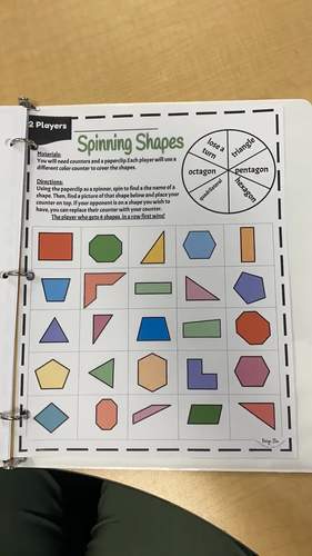 Geometry Review Bingo Game and Spinner Game by Supporting Little Learners