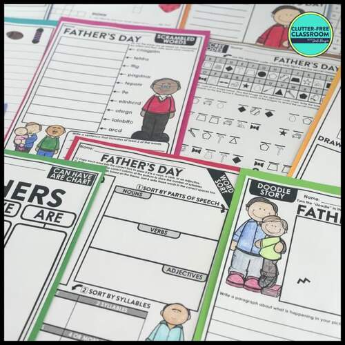 FATHER'S DAY ACTIVITY PACKET word search early finisher activities ...