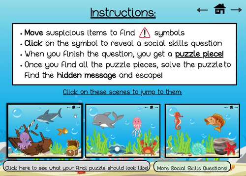 Social Skills Puzzle Quest! Ocean Theme | Boom™ Cards by Vivi Speech