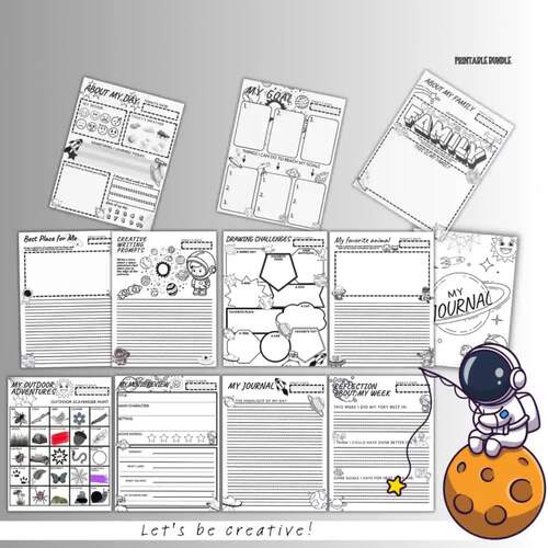 Kids Outer Space Journal, Space Colouring, Space Writing, Super Hero Craft