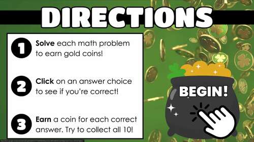St Patricks Day Math Activity | 4th Grade Math Review Google Slides Game
