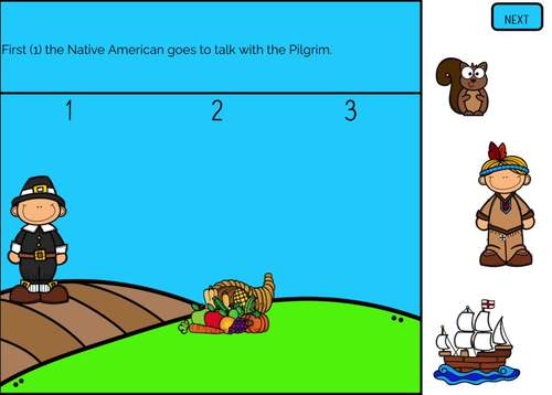 Thanksgiving Following Directions with First, Next and Last | TPT