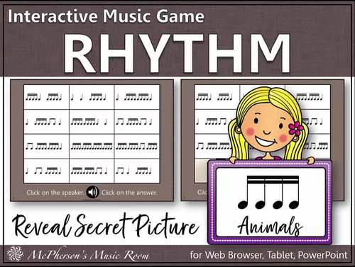 Interactive Rhythm Game Sixteenth Notes Reveal the Secret Picture {Animals}