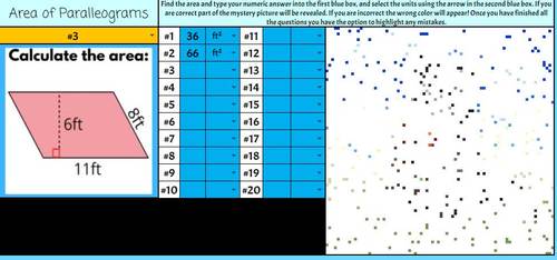 Area of Parallelograms Pixel Art by Pick Up and Go Resources | TPT