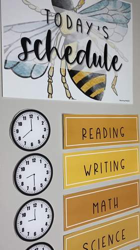 Bee Classroom Decor: Daily Schedule Cards | Editable by Learning with Kiki