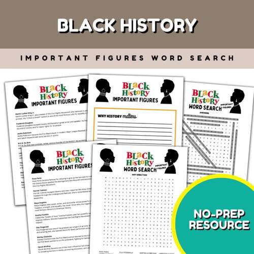 Black History Month Word Search Important Figures, Hidden Figures Word ...